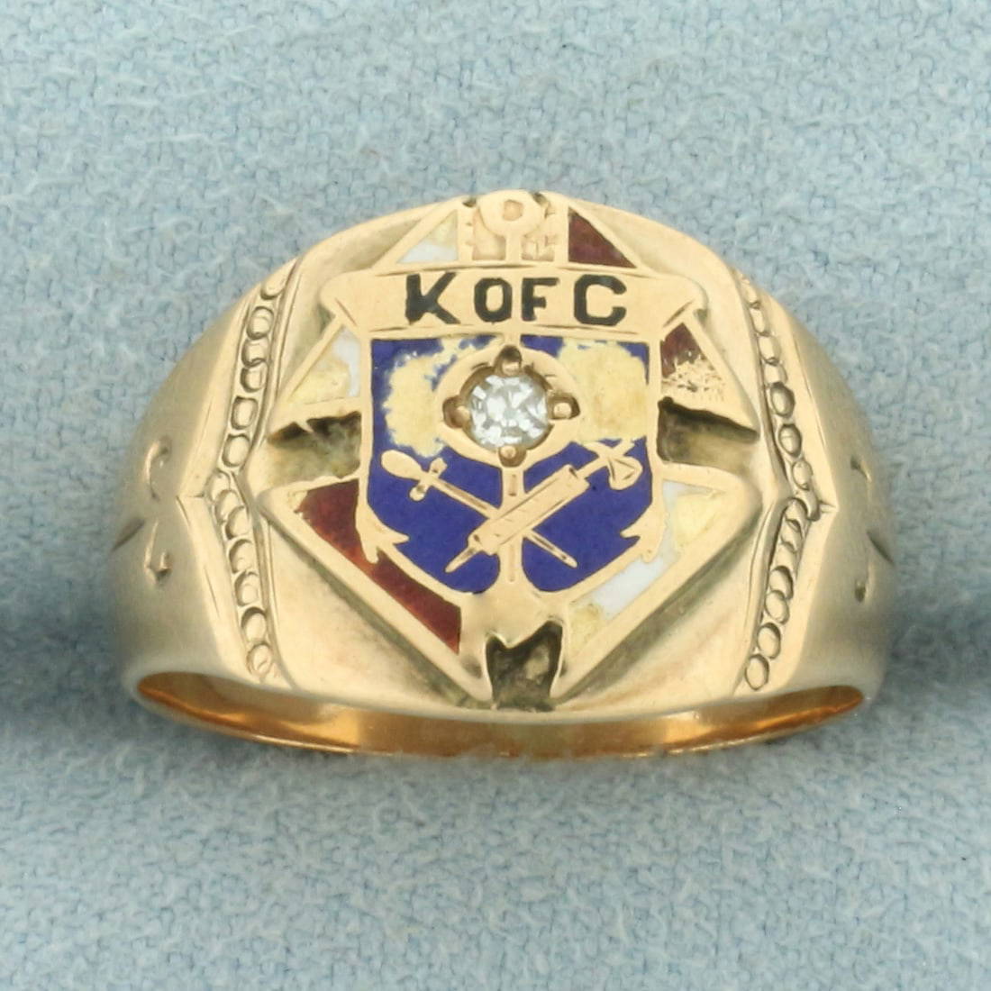 Vintage Knights Of Columbus Diamond Ring In 14k Yellow Gold Auction