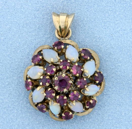 Antique Ruby & Opal Pendant