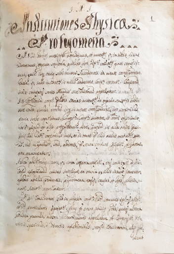 Physics Manuscript. Eliseo Della Concezione. Institutiones Physica[rum ...