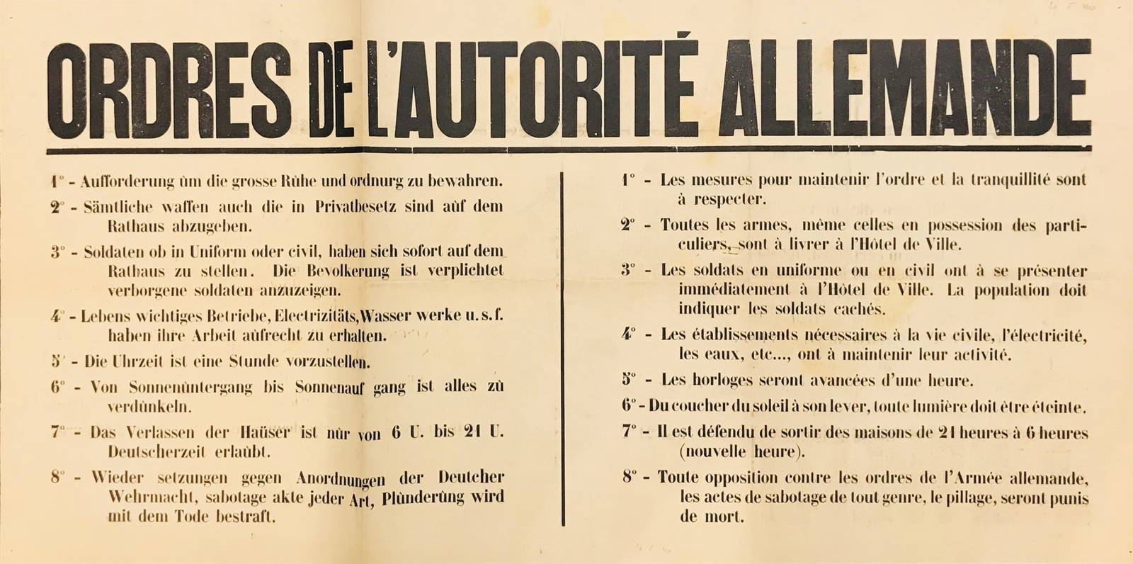 Nazi Occupation Of France. Ordres De L'autorité Allemande. Auction