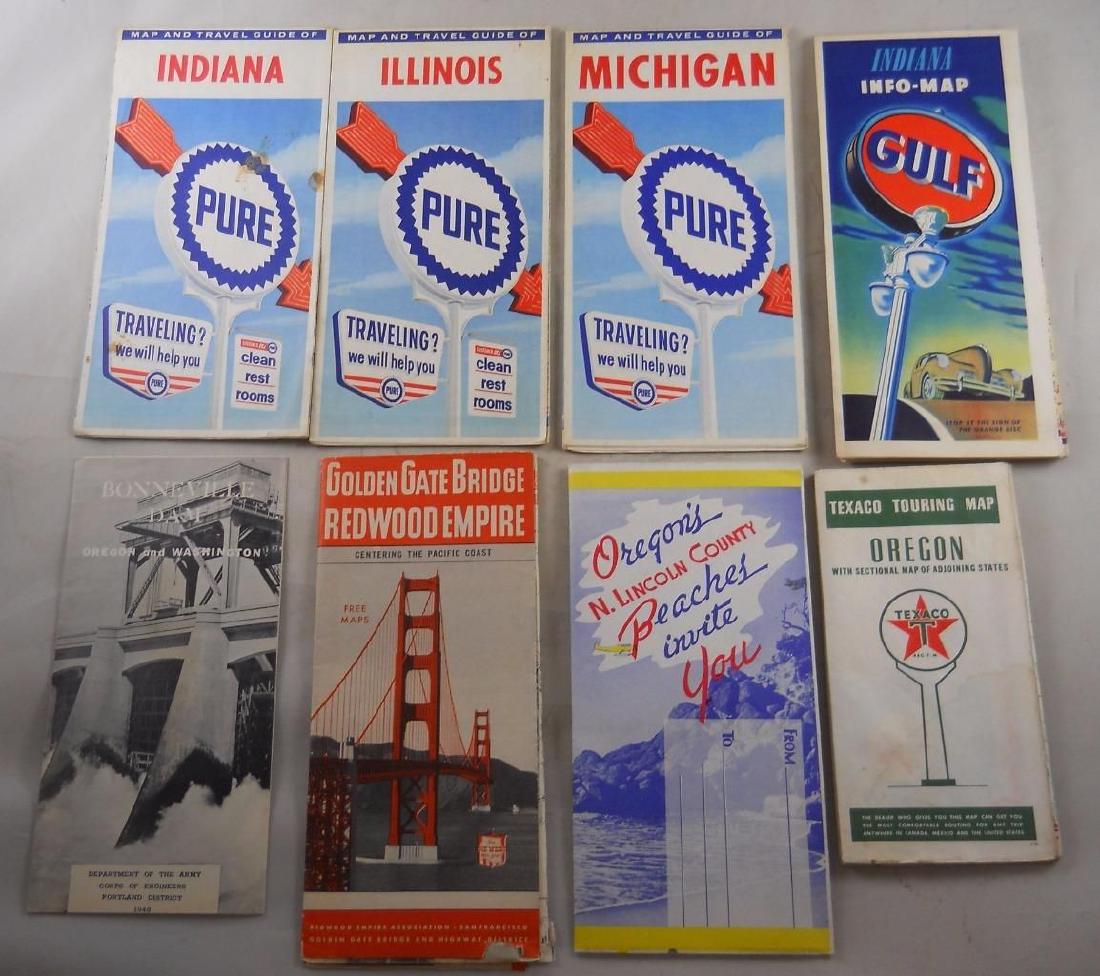 Grouping Of Vintage Gas Station Road Maps And Travel