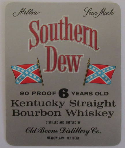 Southern Dew Bourbon Whiskey Label Confederate Flag