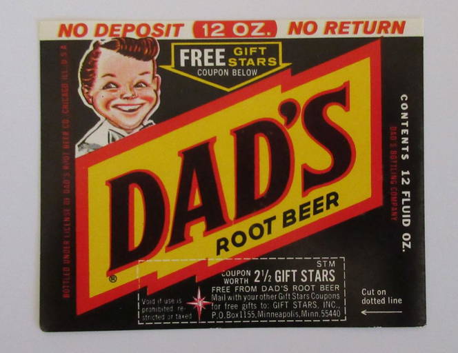 Vintage 3 1/2" Wide C.1960s Dad's Root Beer Label