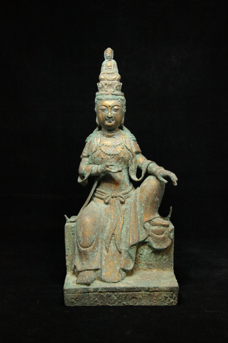 Tang Dynasty Gilt Bronze Guanyin Statue