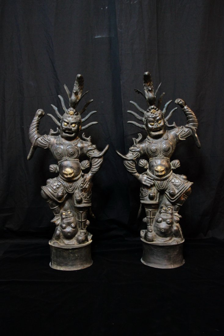 Magnificent Tang Dynasty Gilt Silver Guardian Figures