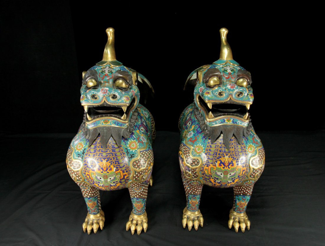 Pair Of Qing Kangxi Cloisonné \'luduan\' Incense Burner