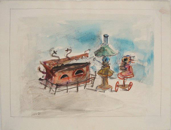 Yosl Bergner Original Painting Israeli/australi