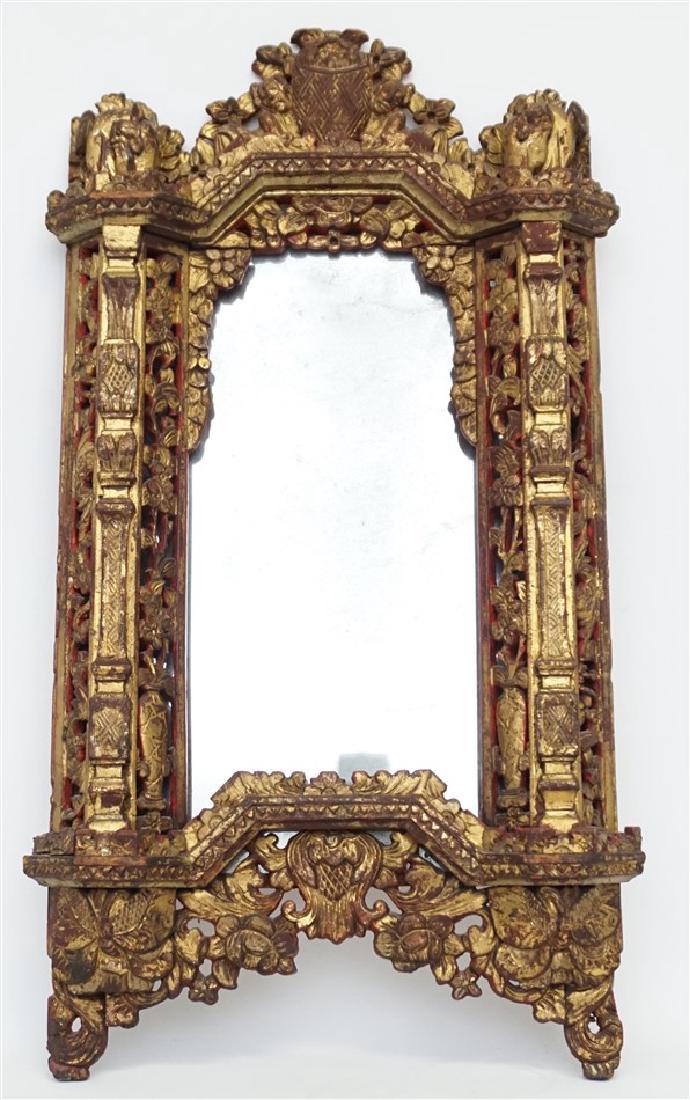 ORNATE ANTIQUE CARVED CHINESE MIRROR