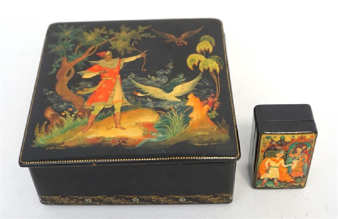 2 TRADITIONAL HAND PAINTED RUSSIAN LACQUER BOXES