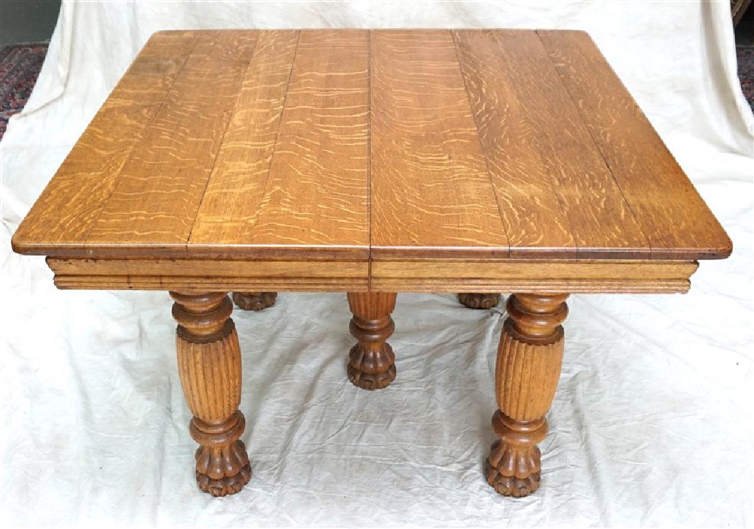 ANTIQUE OAK FIVE LEG DINING TABLE