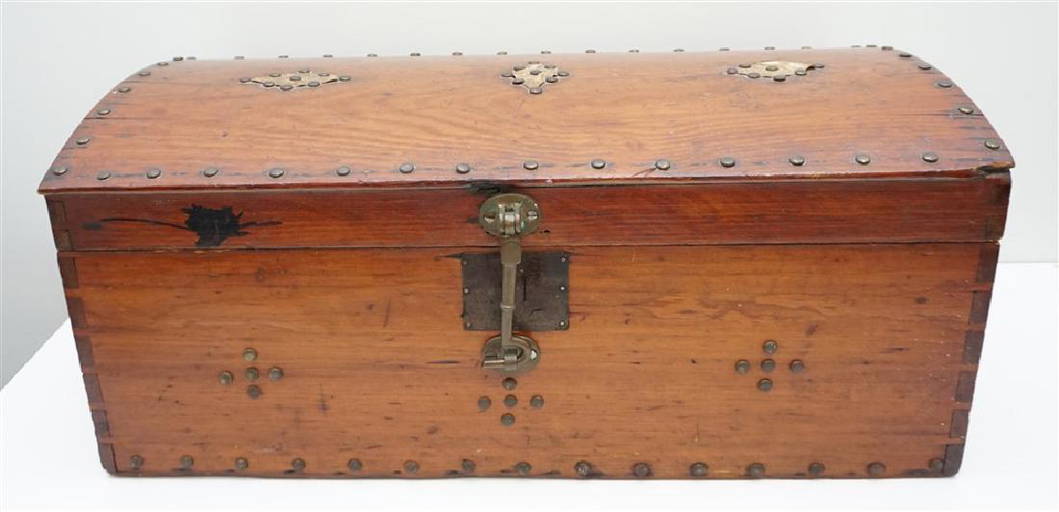 Antique Brass Tack Decorated Carriage Trunk