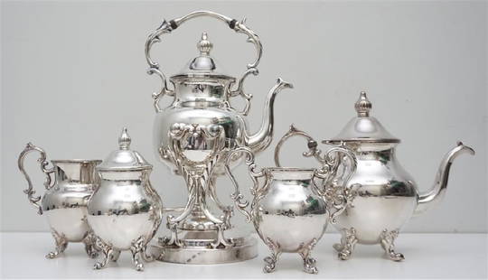 5 Pc Birmingham Silver Plate Tea Set