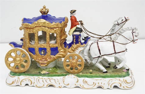 Rococo Figural Porcelain Horse Carriage