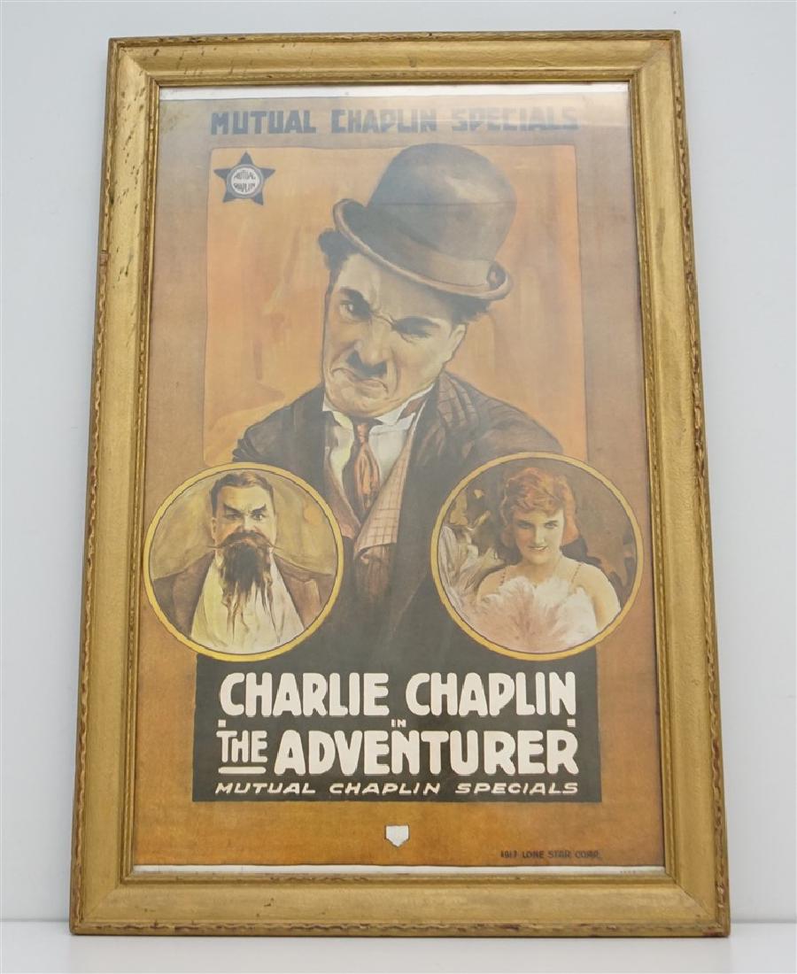 VINTAGE FRAMED CHARLIE CHAPLIN POSTER
