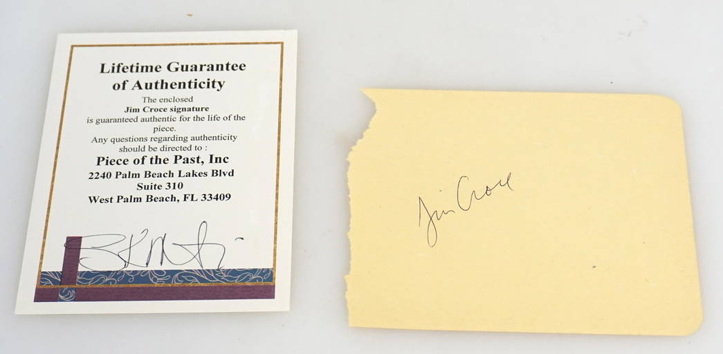 Rare Jim Croce Autograph W Coa