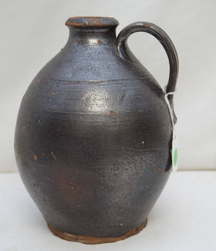 Nc Moravian Early Pottery Redware Jug Extruded Handle