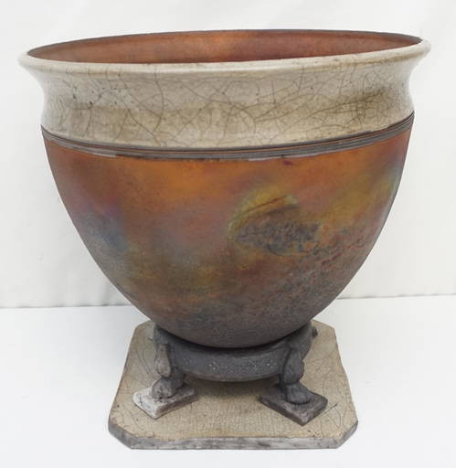 Large Raku Pot On Stand