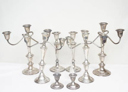 Set Of 4 Sterling Silver Weight Candlesticks