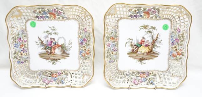 Pr German Porcelain Reticulated Porcelain Plates