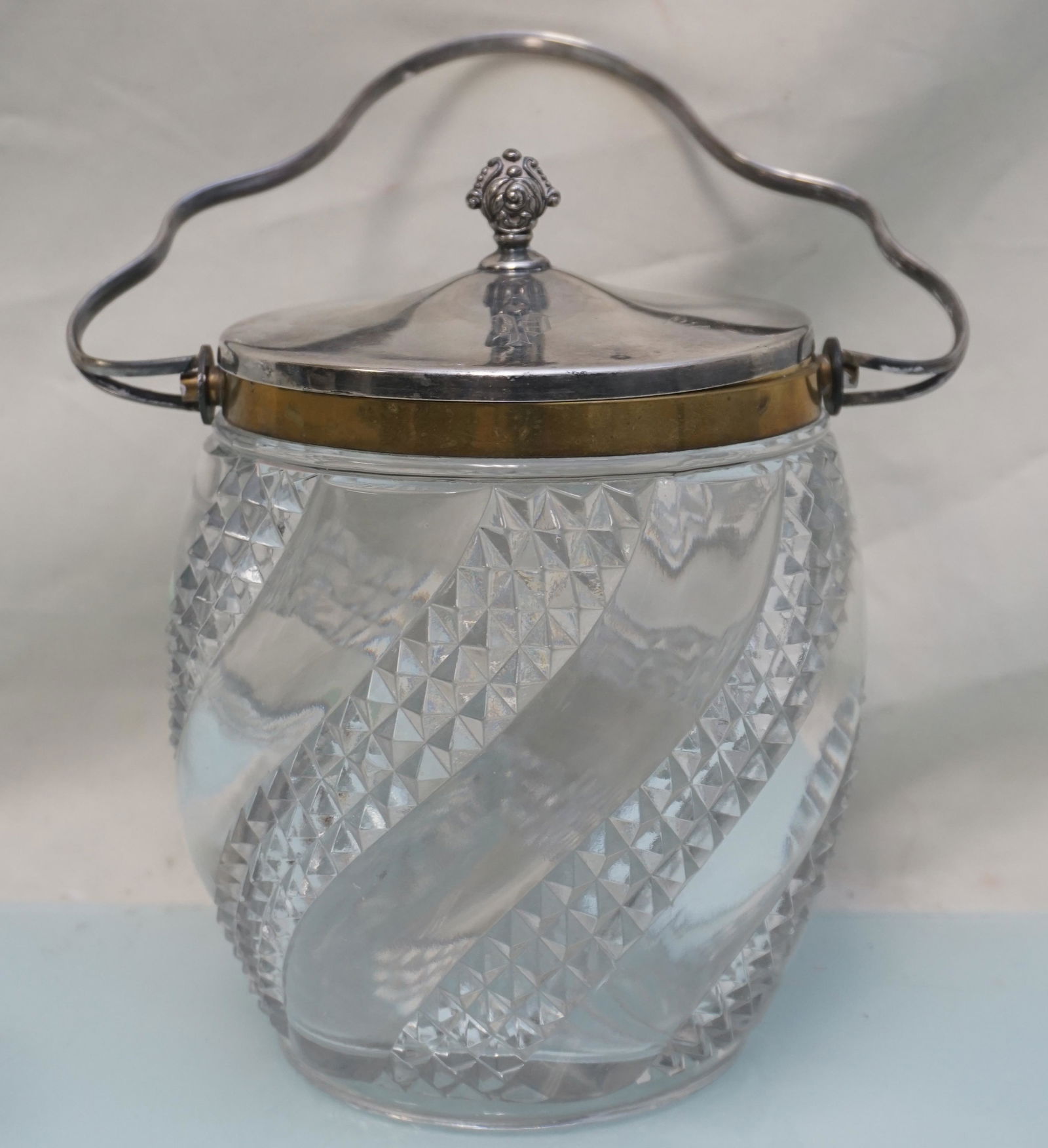 Antique English Cut Glass Biscuit Jar