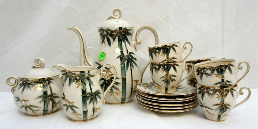 15 Pc Japan Hand Painted Bamboo Tea Set