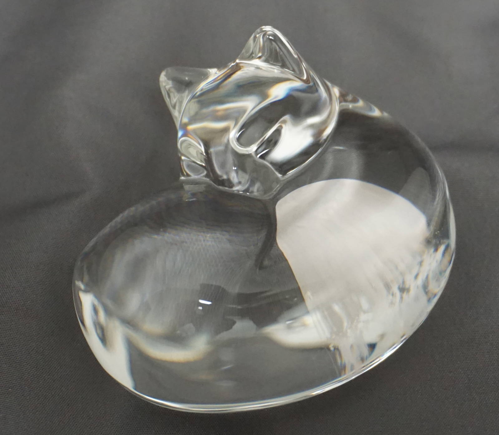 Steuben Crystal Sleeping Cat Hand Cooler Paperweight Auction
