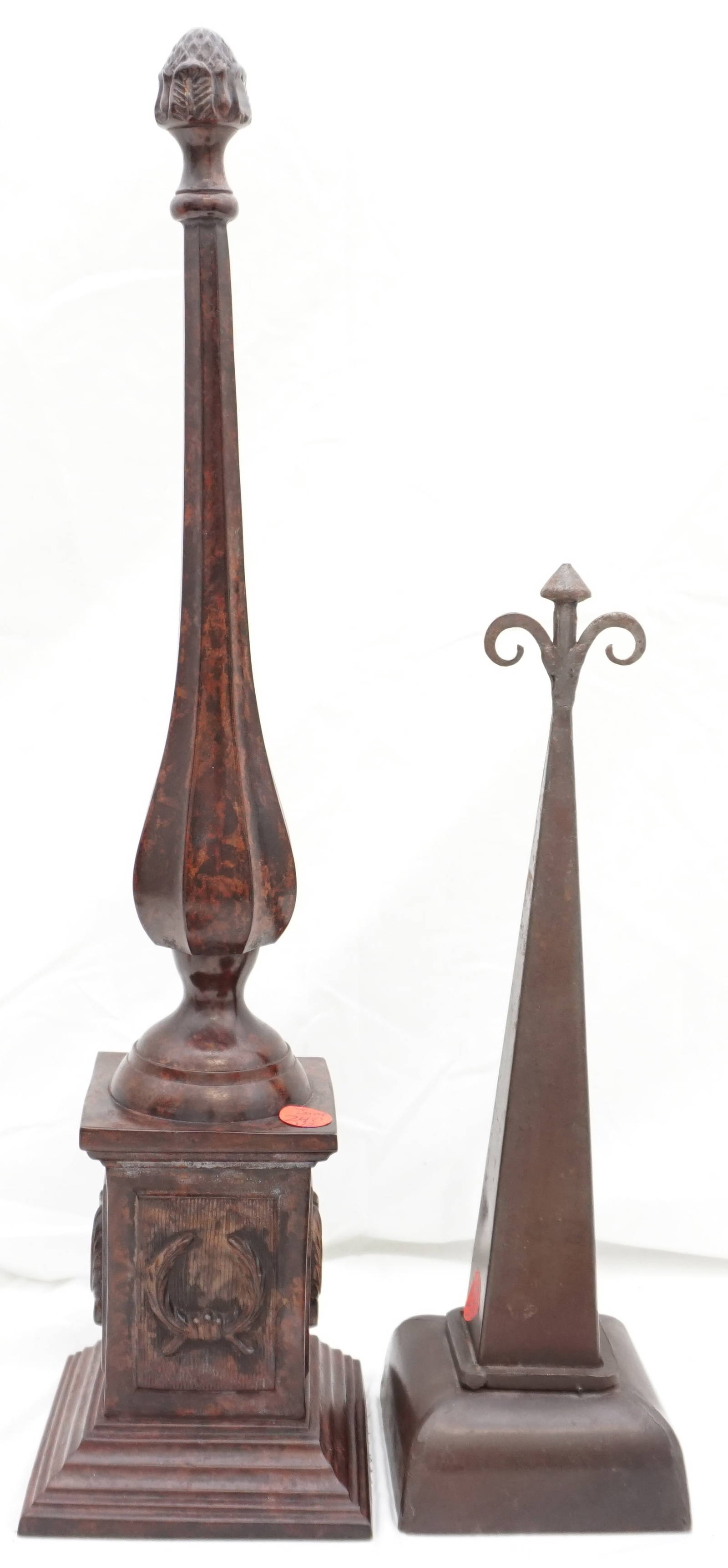 Architectural Bronze Finish Finial & Patinated Metal Obelisk Auction
