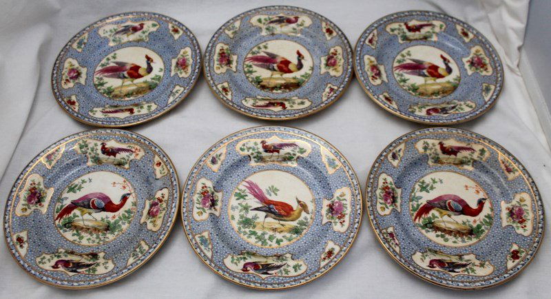 6 1913 Booths Exotic Birds Mosiac Panel Plates