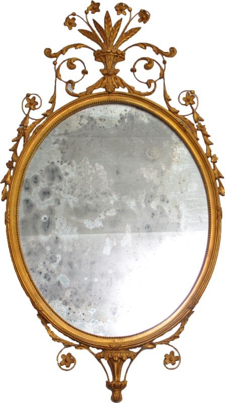ADAMS STYLE CARVED GILT WOOD OLD MERCURY MIRROR