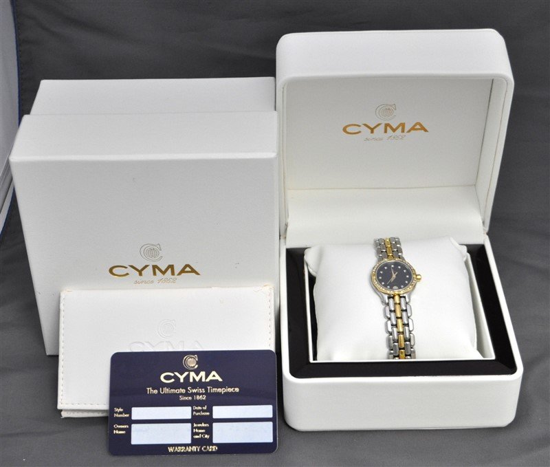 CYMA STAINLESS & 18K GOLD DIAMOND LADIES WATCH