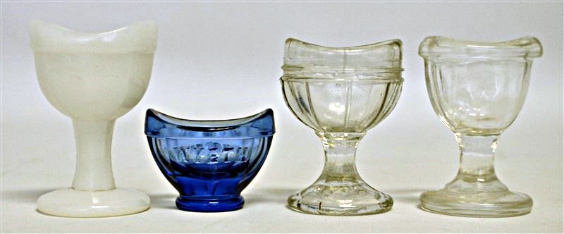 4 VICTORIAN GLASS EYE BATHS