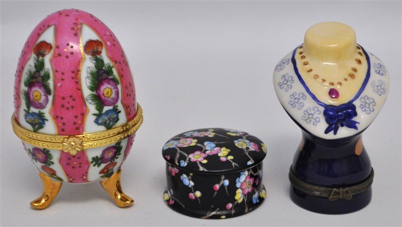 3 Porcelain Trinket Boxes