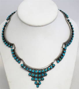 Vintage Taxco Sterling Silver Turquoise Necklace
