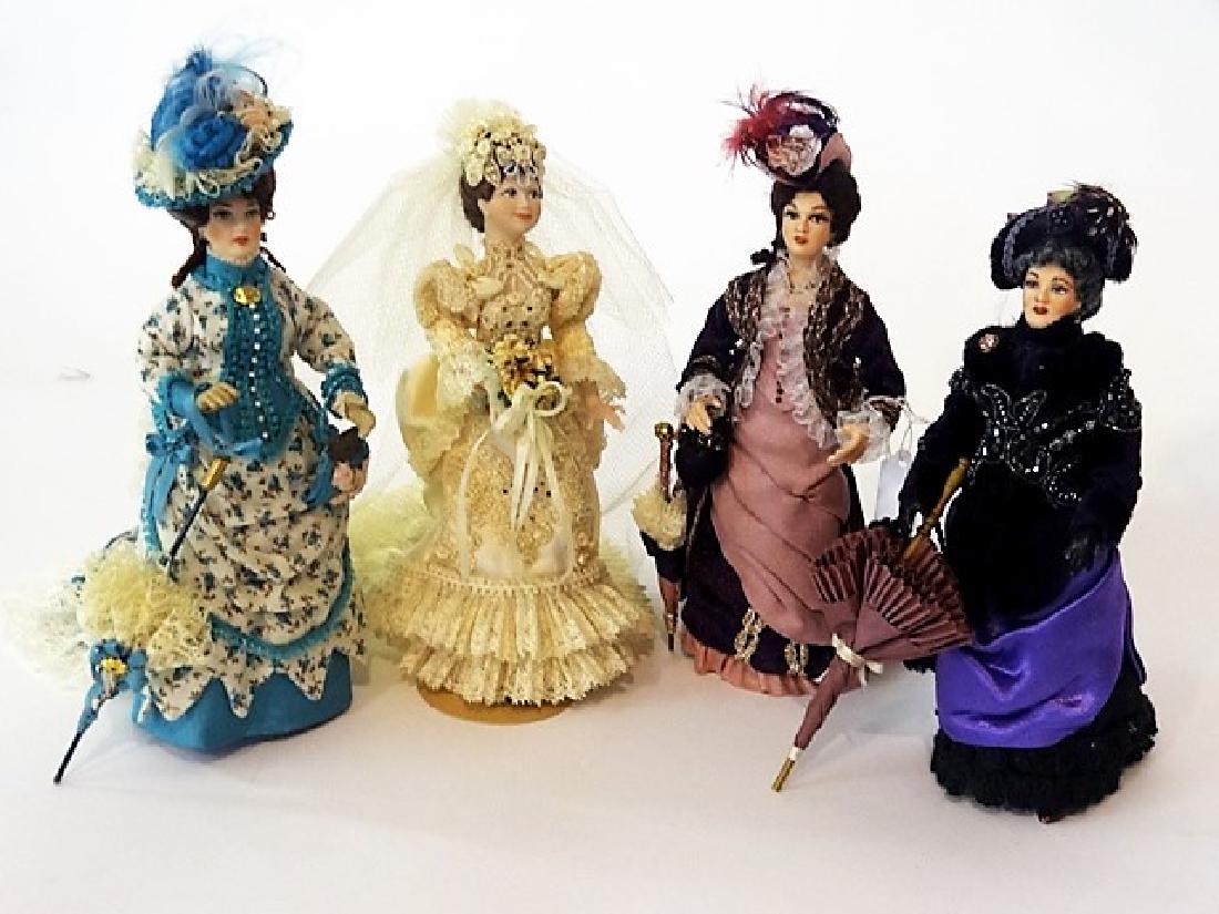 Four Artisan Dollhouse Victorian Dolls Miniatures