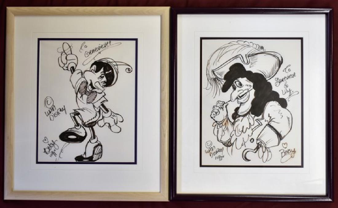 Two Original Disney Drawings, Peter Pan & Pinocchio