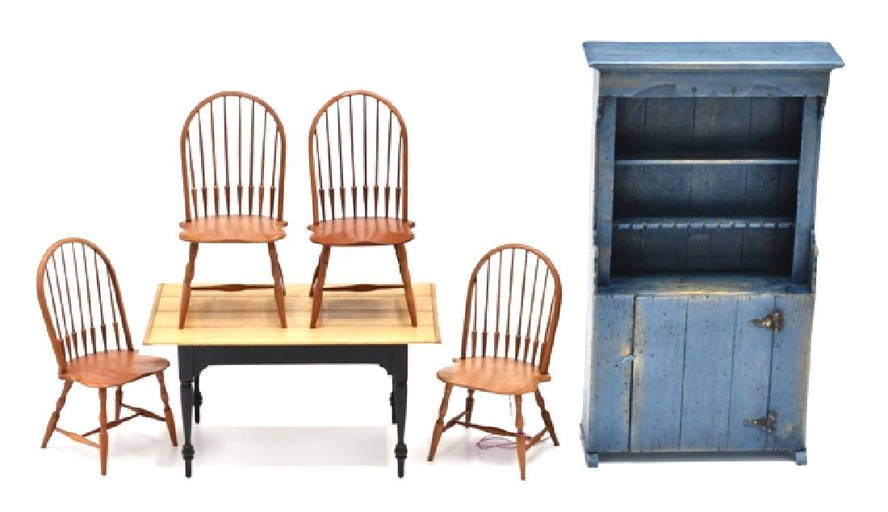 William Clinger Dollhouse Windsor Chairs & Dining Room
