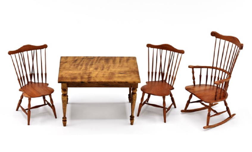 William Clinger Dollhouse Windsor Chairs & Table