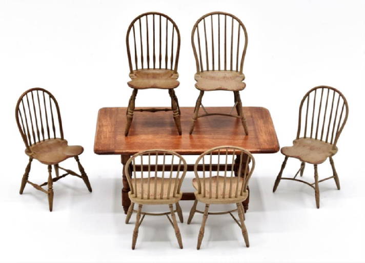 Mark Murphy Dollhouse Windsor Chairs & Table Miniatures