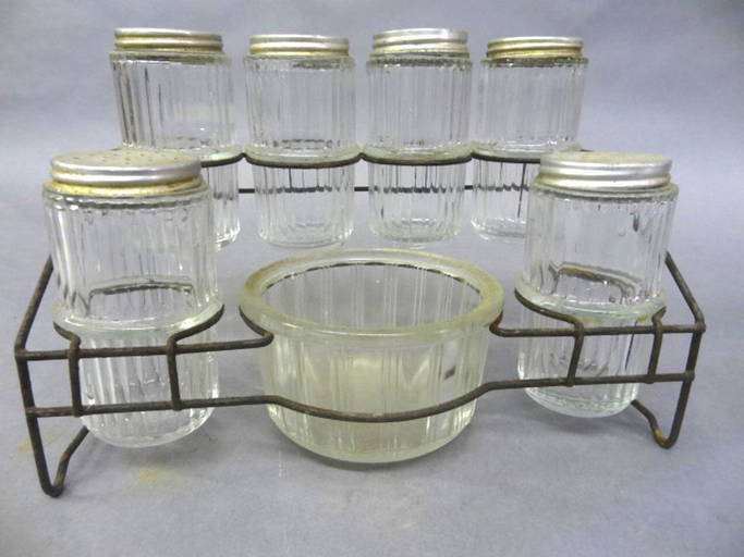 Vintage Hoosier Spice Jars & Rack
