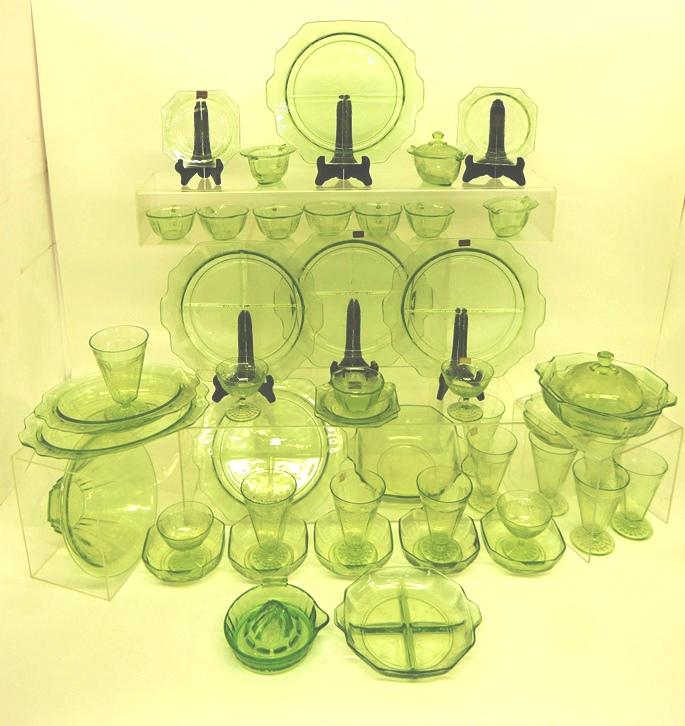Green Princess Depression Glass, 70 Pieces
