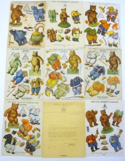 Barney Sandpaper Advertising Paper Dolls
