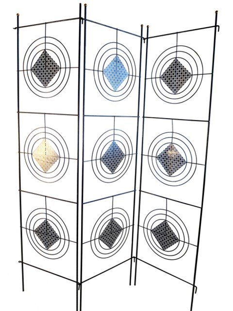 Geometric Steel And Mesh Folding Screen