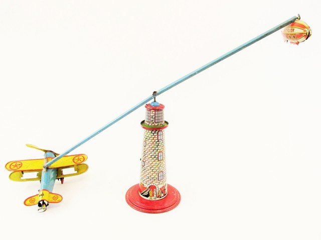 Marx Sky Bird Flyer Airplane Tin Wind-up