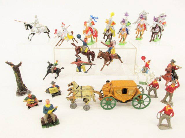 Cast Metal Cowboys, Indians, Stagecoach Etc.