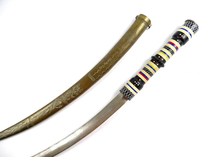 Vintage Antique Old Middle East Turkish Short Sword W/ Scabbard