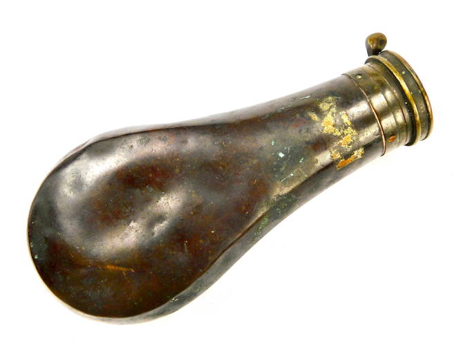 Antique Vintage Sykes England British Metal Marked Black Powder Flask