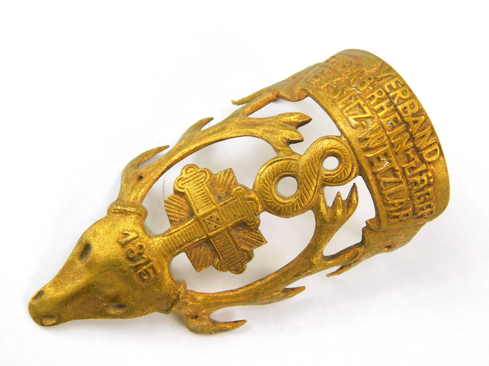 Antique German Germany Ww1 8 Jager Regiment Flag Pole Plaque Badge Auction