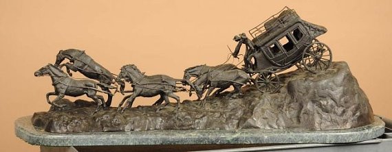 C. M. Charlie Russell Bronze Sculpture "stagecoach" 3/5