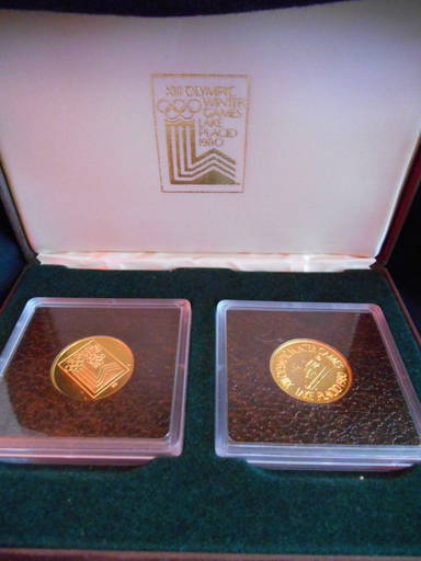 1980 Lake Placid Winter Olympics Gold Pf Medallion Set