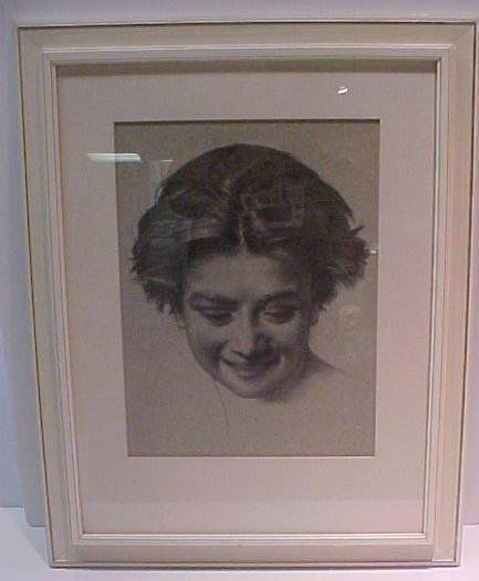 J.j. Henner Lithograph Portrait Of A Girl